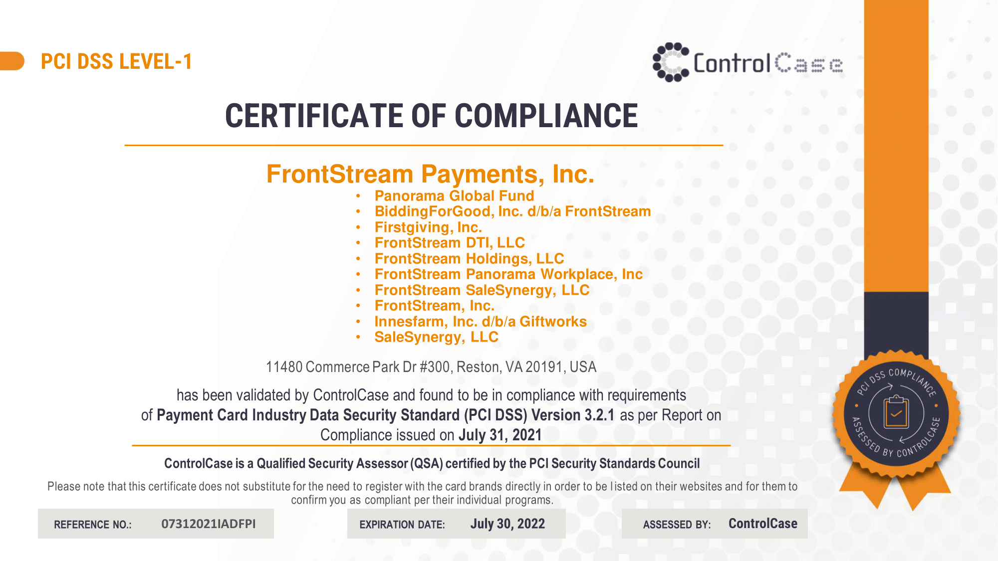 PCI Compliance Certificate